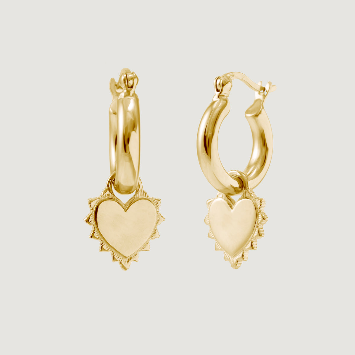 Kerala 18ct Gold Plated Diamond Cut Heart Charmed Hoop | LARNAUTI-store