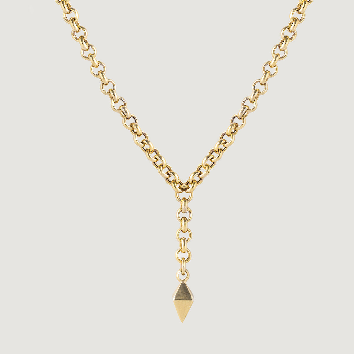 Annecy Sterling Silver 18ct Gold Plated Pyramid Oval Chain Necklace ...
